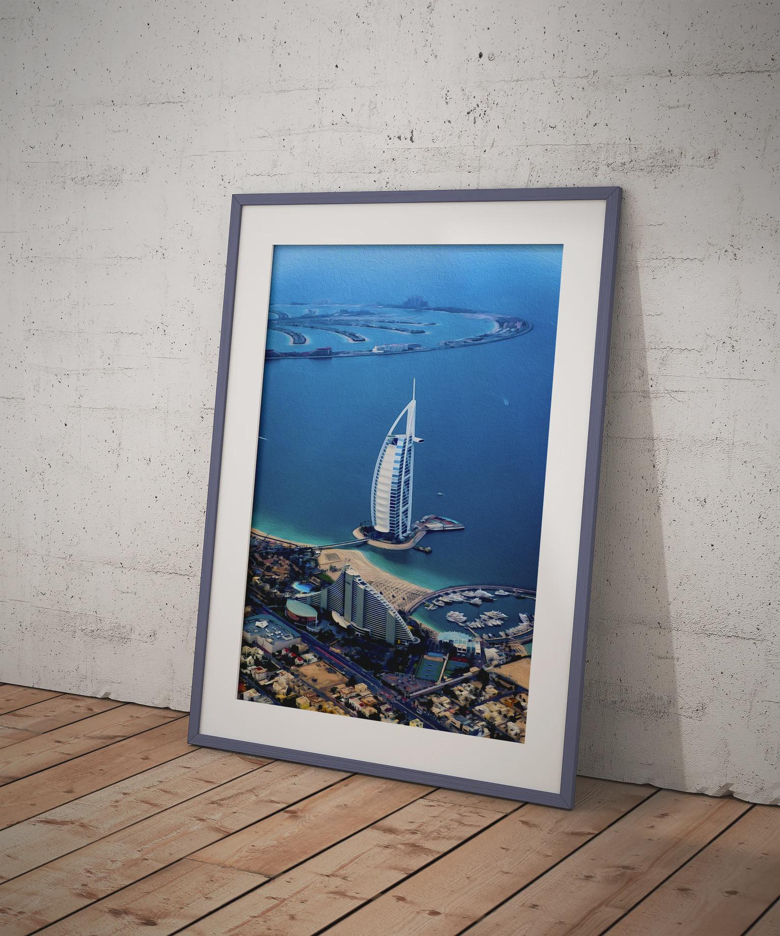 Burj Al Arab Oil Painting Style Poster, Luxury Dubai Landmark Wall Art ...