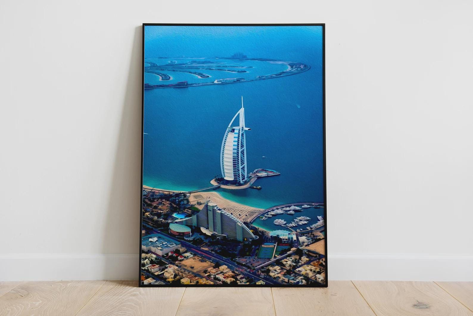 Burj Al Arab Oil Painting Style Poster, Luxury Dubai Landmark Wall Art ...