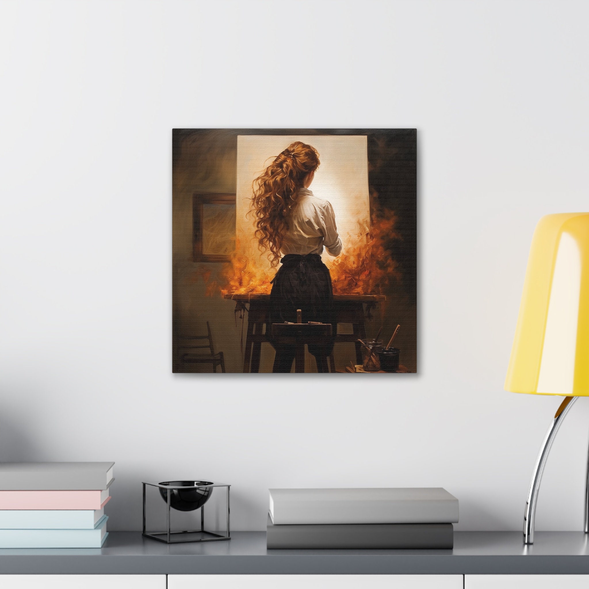 Unframed Canvas Painting With Fire Wall Decor Office - Etsy