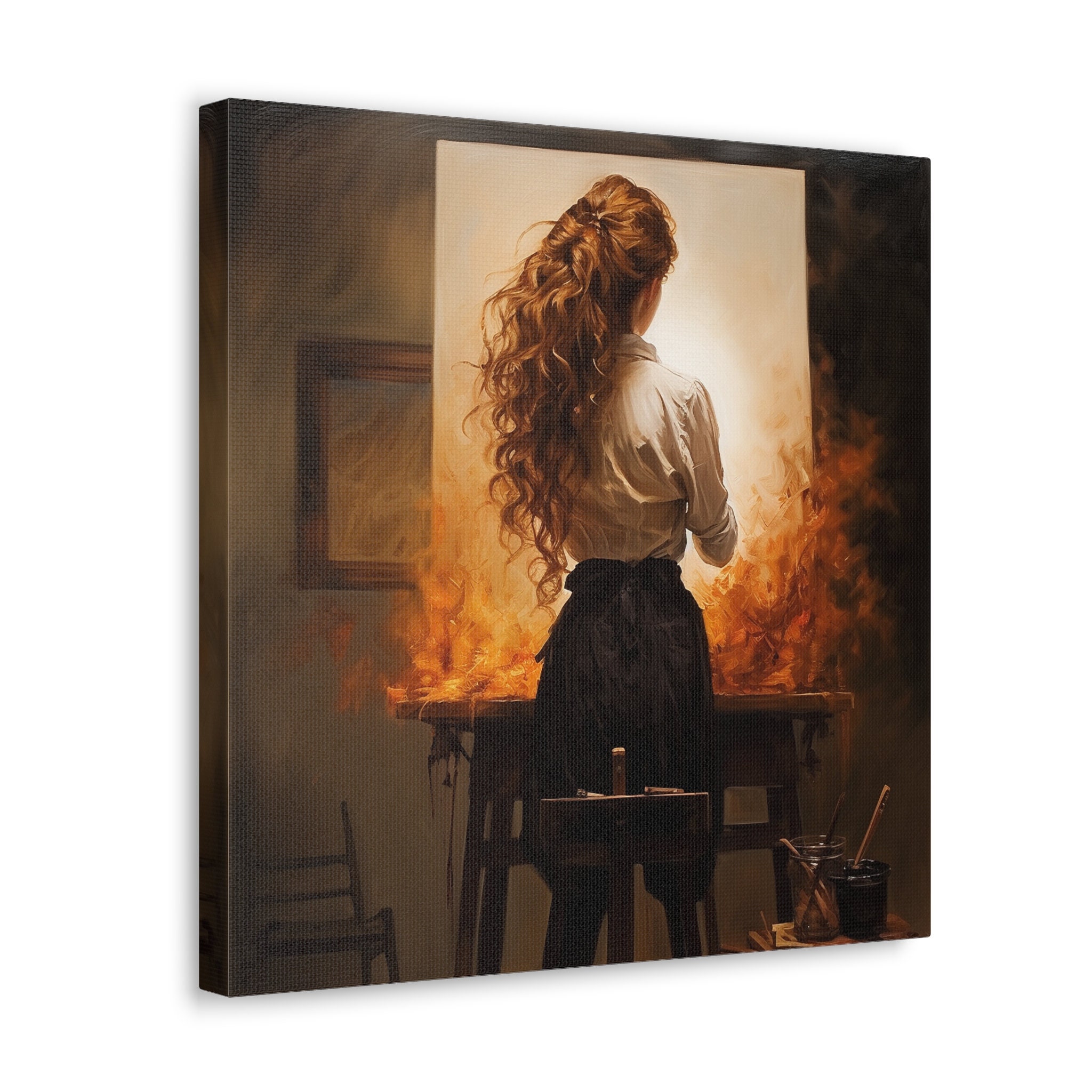Unframed Canvas Painting With Fire Wall Decor Office - Etsy