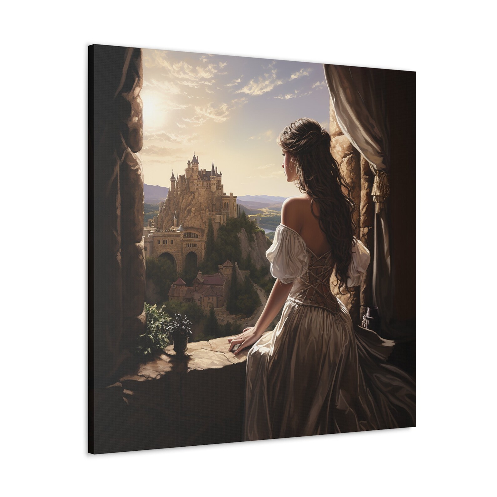 Unframed Canvas Lavender Princess Peering at Her Castle From - Etsy