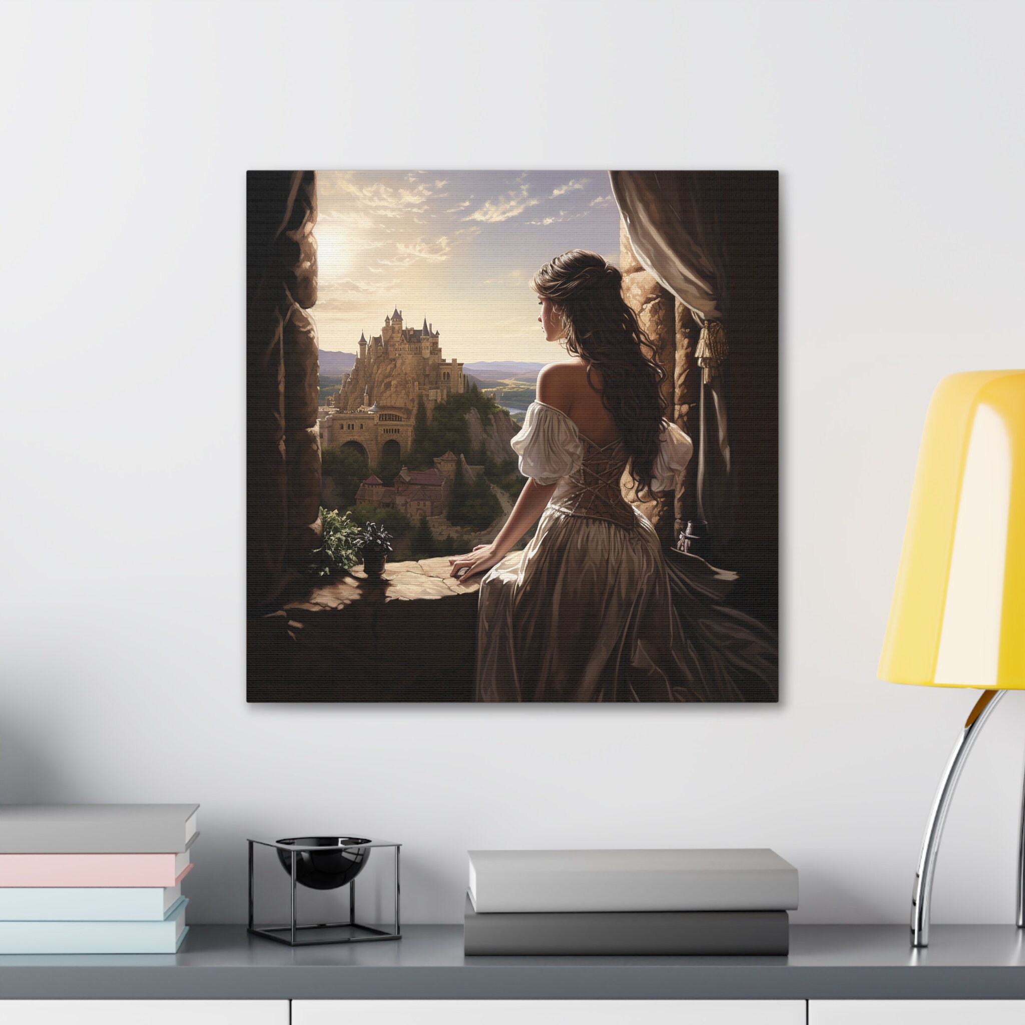 Unframed Canvas Lavender Princess Peering at Her Castle From - Etsy