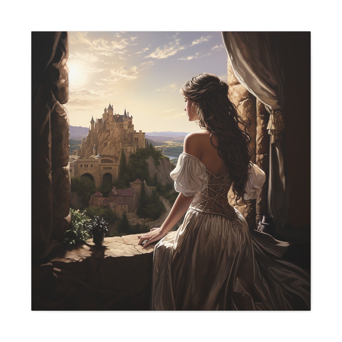 Unframed Canvas Lavender Princess Peering at Her Castle From - Etsy