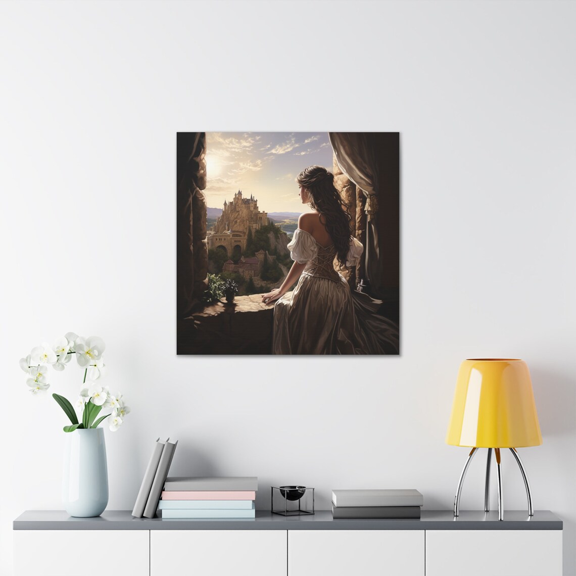 Unframed Canvas Lavender Princess Peering at Her Castle From - Etsy