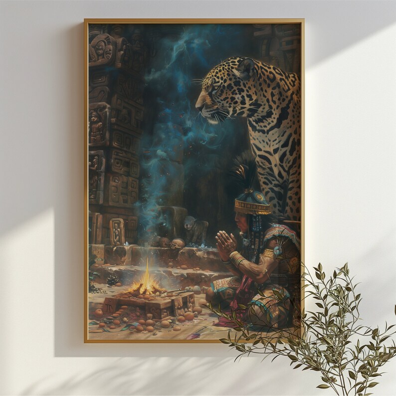 Jaguar Priest Aztec Gods Printable Wall Art Ancient Mexican Mythology ...