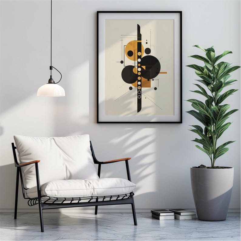 Abstract Flute Print: Mid-century Modern Geometric Art (digital ...