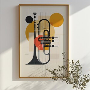 Abstract Trumpet Print: Mid Century Modern Geometric Art (digital ...