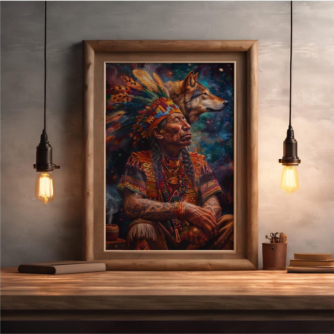 Astral Wolf | Aztec Gods Printable Wall Art | Mexican Folk Art ...