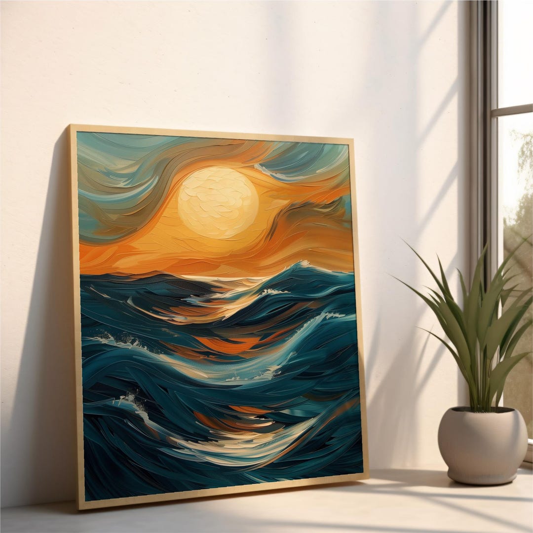Sunset Over Ocean | Printable Wall Art | Abstract Expressionism | Bold ...