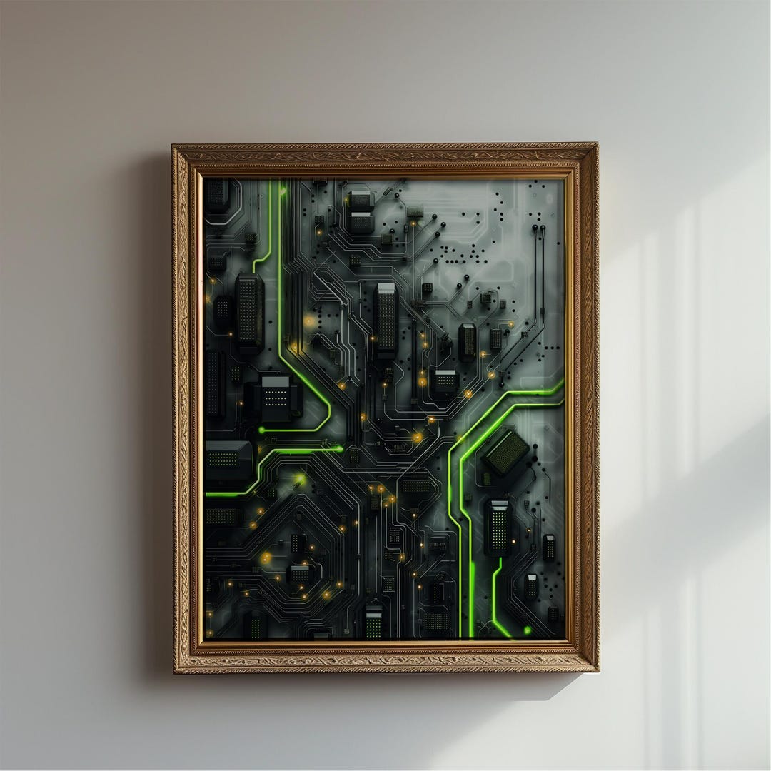 Circuits in Green 3 Printable Wall Art Circuit Diagram High Tech Poster ...