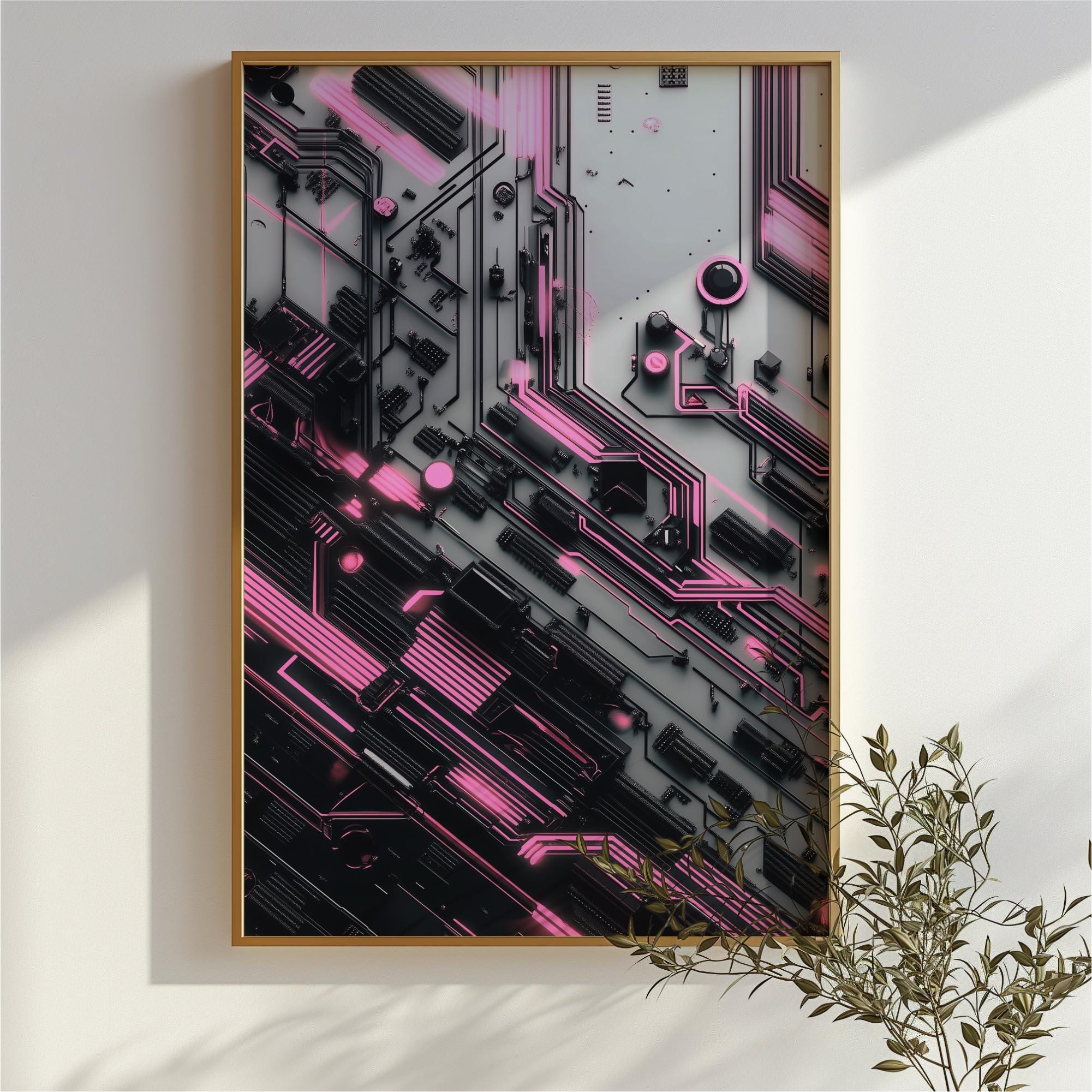 Circuits in Pink #2 | Printable Wall Art | Circuit Diagram | High Tech ...
