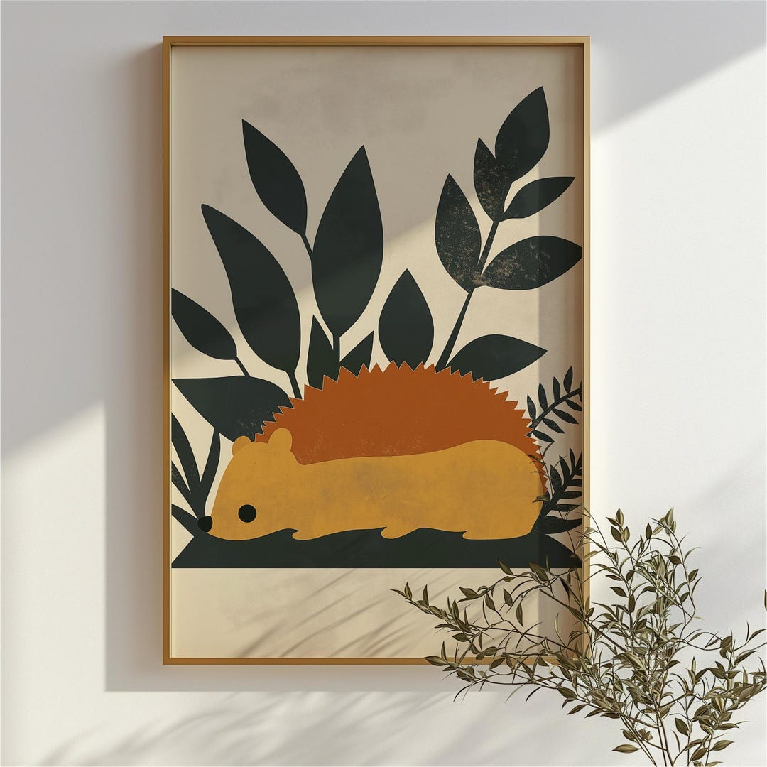 Boho Minimalist Hedgehog | Printable Wall Art | Cute Animal Poster ...
