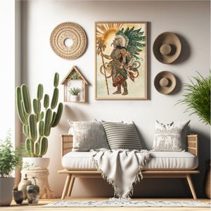 Quetzalcoatl With the Rising Sun | Aztec Gods Printable Wall Art ...