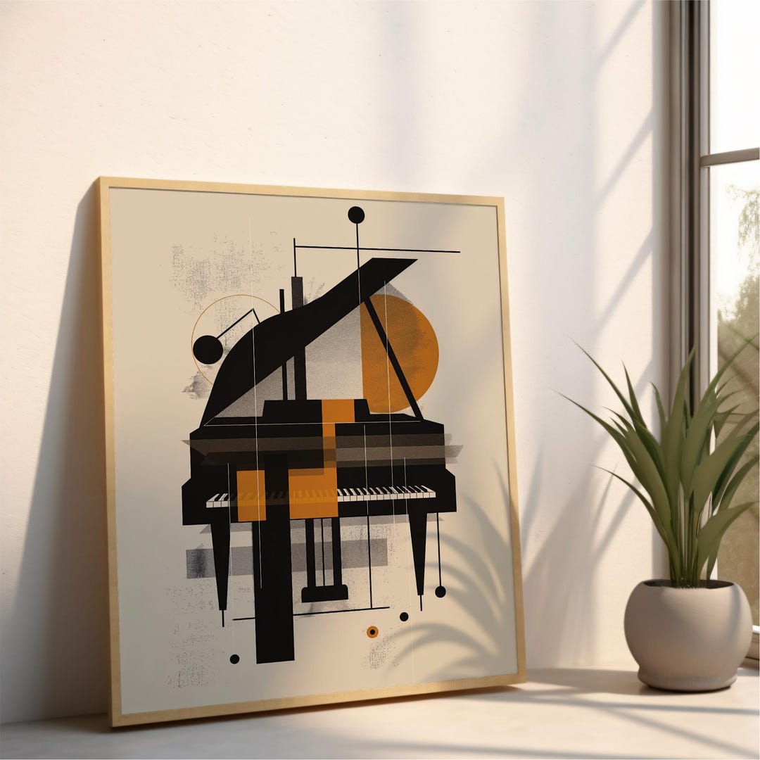 Abstract Piano Art Print: Mid-century Modern, Geometric (digital ...