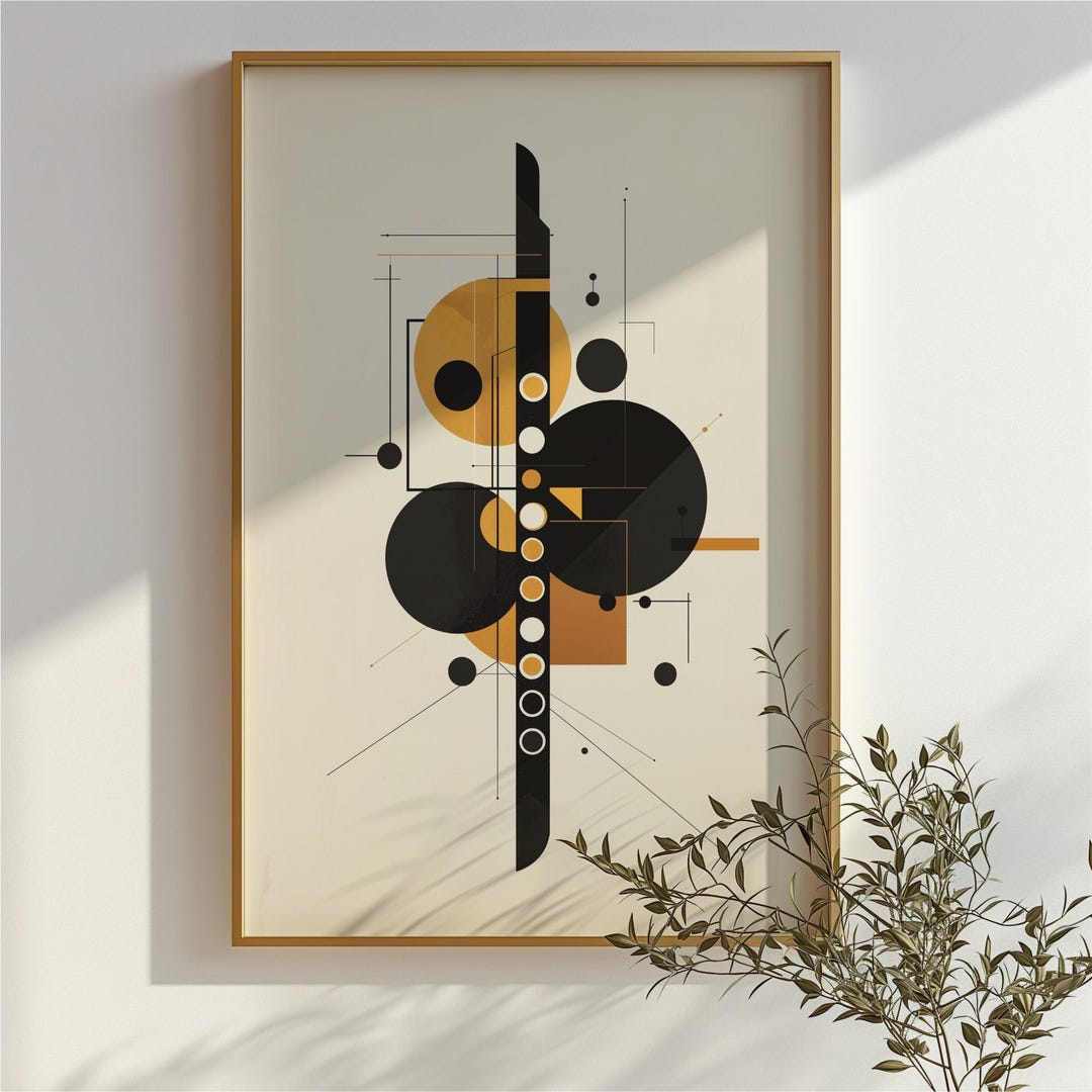Abstract Flute Print: Mid-century Modern Geometric Art (digital ...