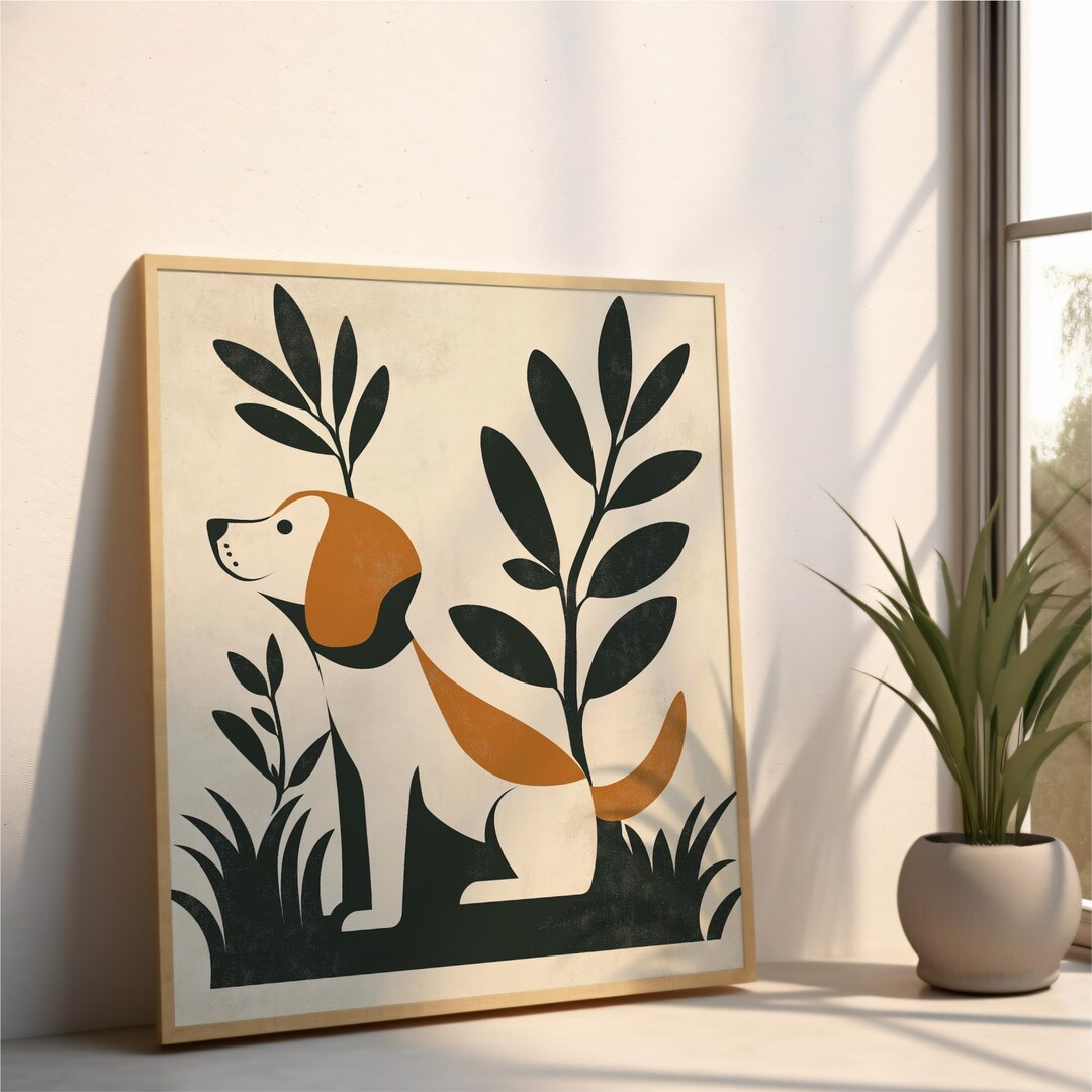 Boho Dog Print: Minimalist Animal Poster, Neutral Home Decor (digital ...