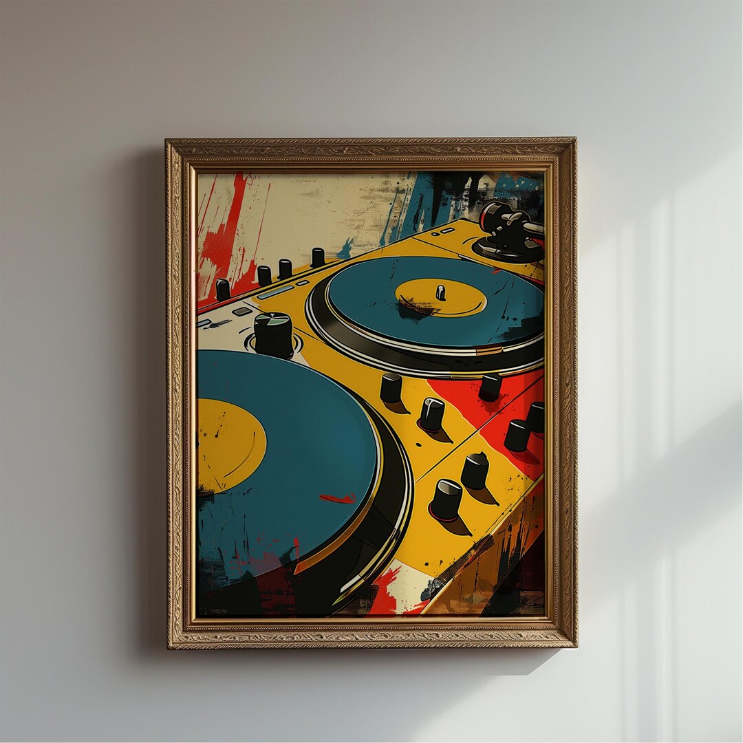 Colorful Turntables | Printable Wall Art | Retro Turntables Poster ...