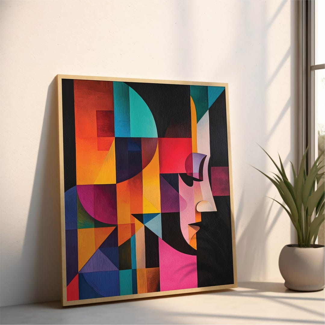 Organized Mind | Printable Wall Art | Abstract Cubist Face | Geometric ...