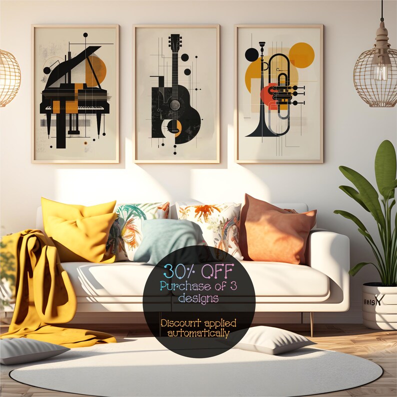 Abstract Trumpet Print: Mid Century Modern Geometric Art (digital ...