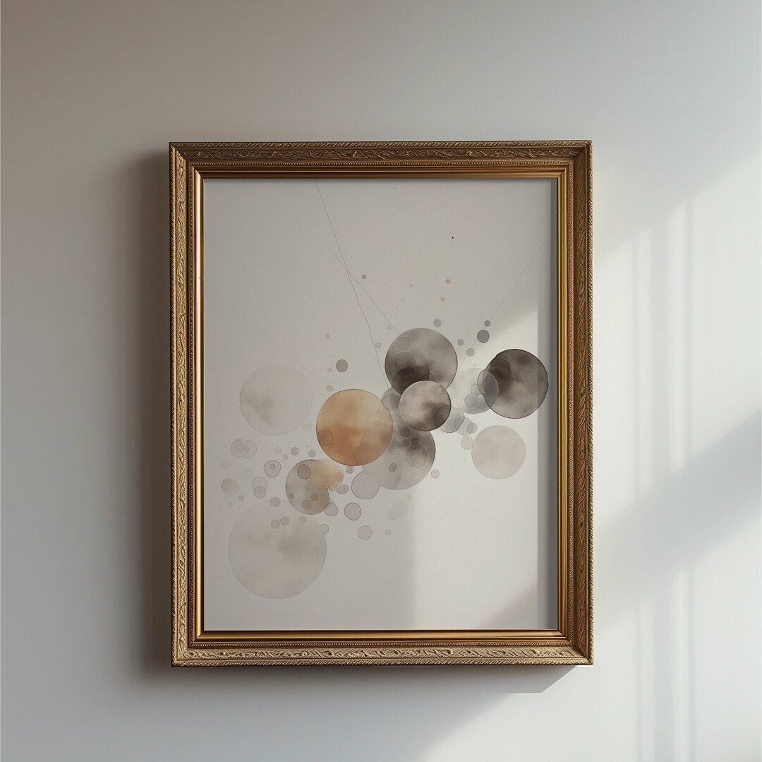 Bubbles Neutral 2 Mid Century Modern Printable Wall Art Abstract Shapes ...