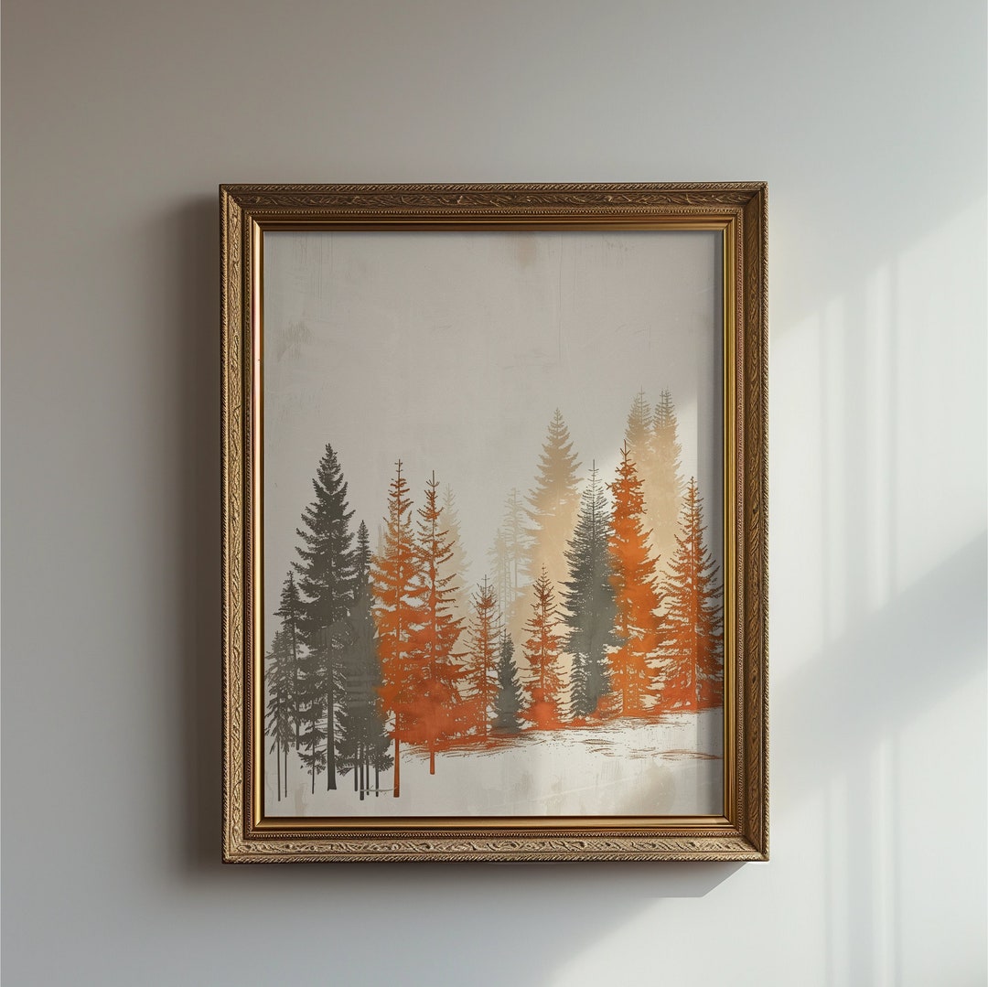 Redwoods Treescape | Printable Abstract Landscape Wall Art | Minimalist ...
