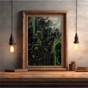 Circuits in Green 3 Printable Wall Art Circuit Diagram High Tech Poster ...