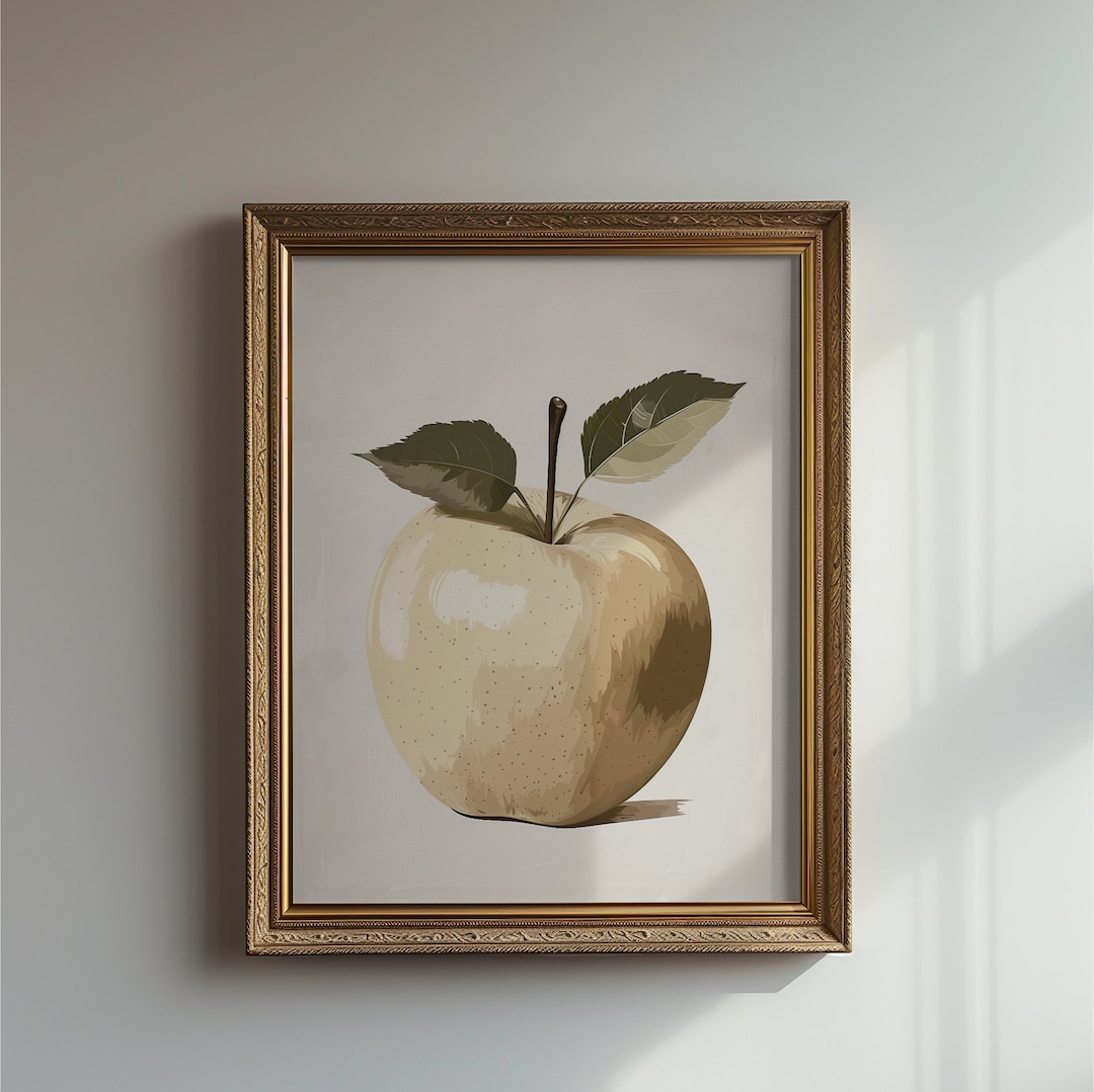 Beige Apple Print: Minimalist Kitchen Wall Art (digital Download) - Etsy