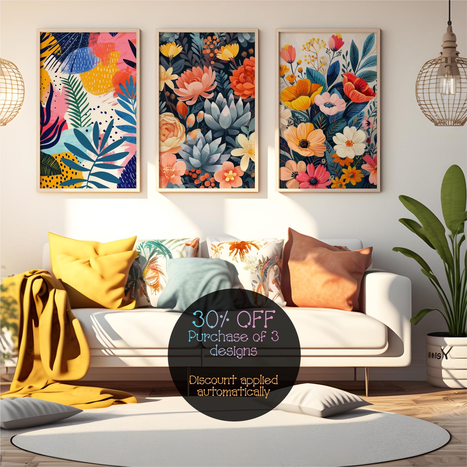 Bold Flowers Botanical Printable Wall Art Colorful Floral Decor Digital ...