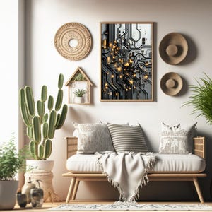 Circuits in Yellow 3 Printable Wall Art Circuit Diagram High Tech ...