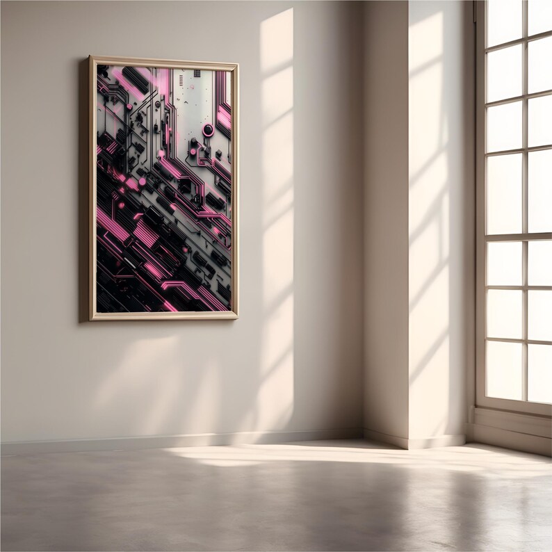 Circuits in Pink #2 | Printable Wall Art | Circuit Diagram | High Tech ...