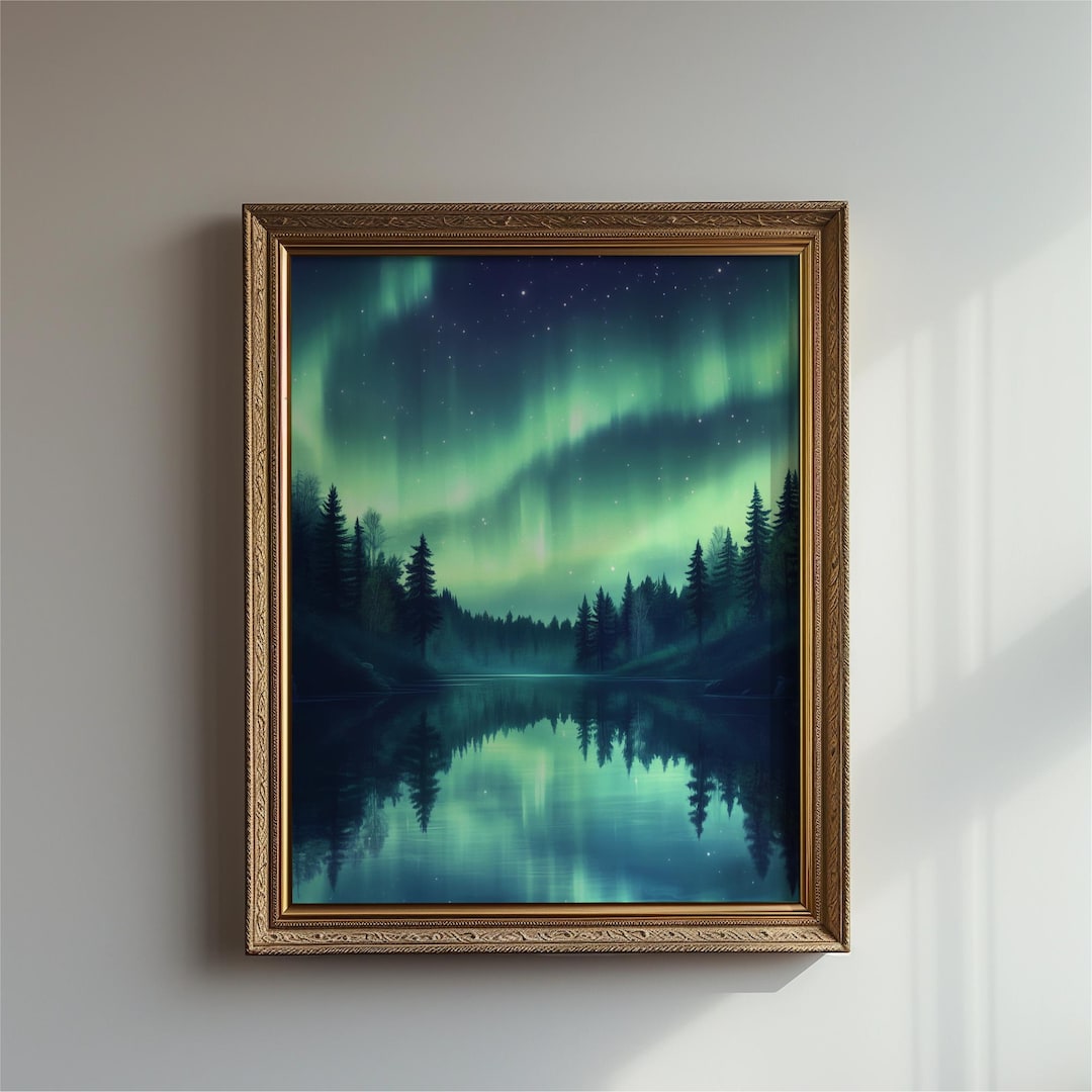 Aurora Reflections | Printable Wall Art | Northern Lights Landscape ...