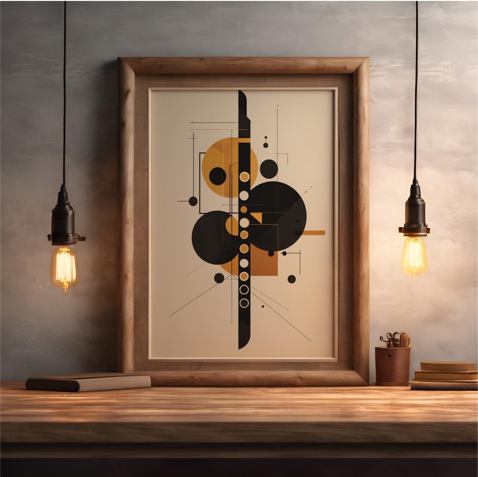 Abstract Flute Print: Mid-century Modern Geometric Art (digital ...