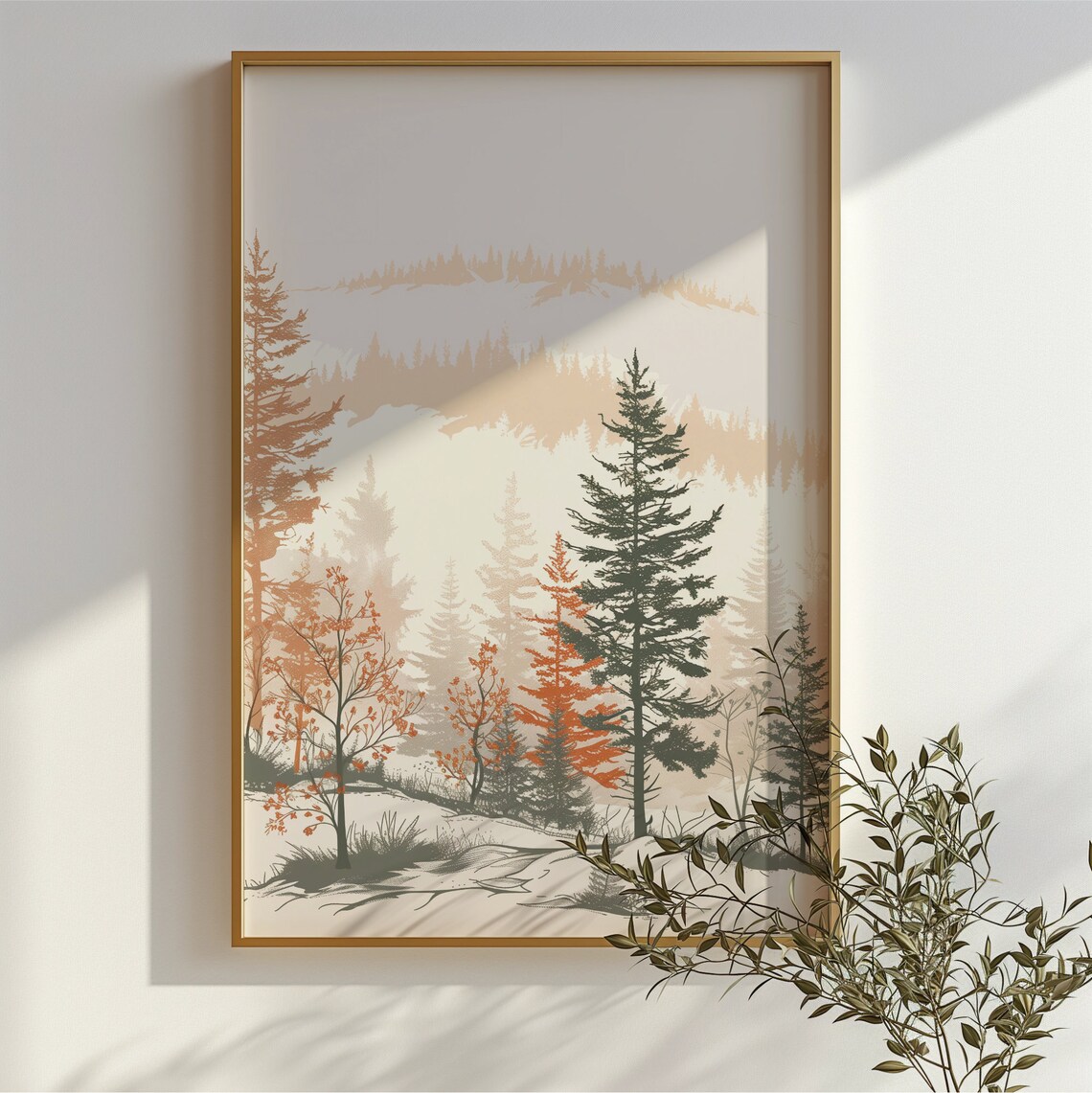 Pine Treescape Printable Abstract Landscape Wall Art Minimalist Nature ...