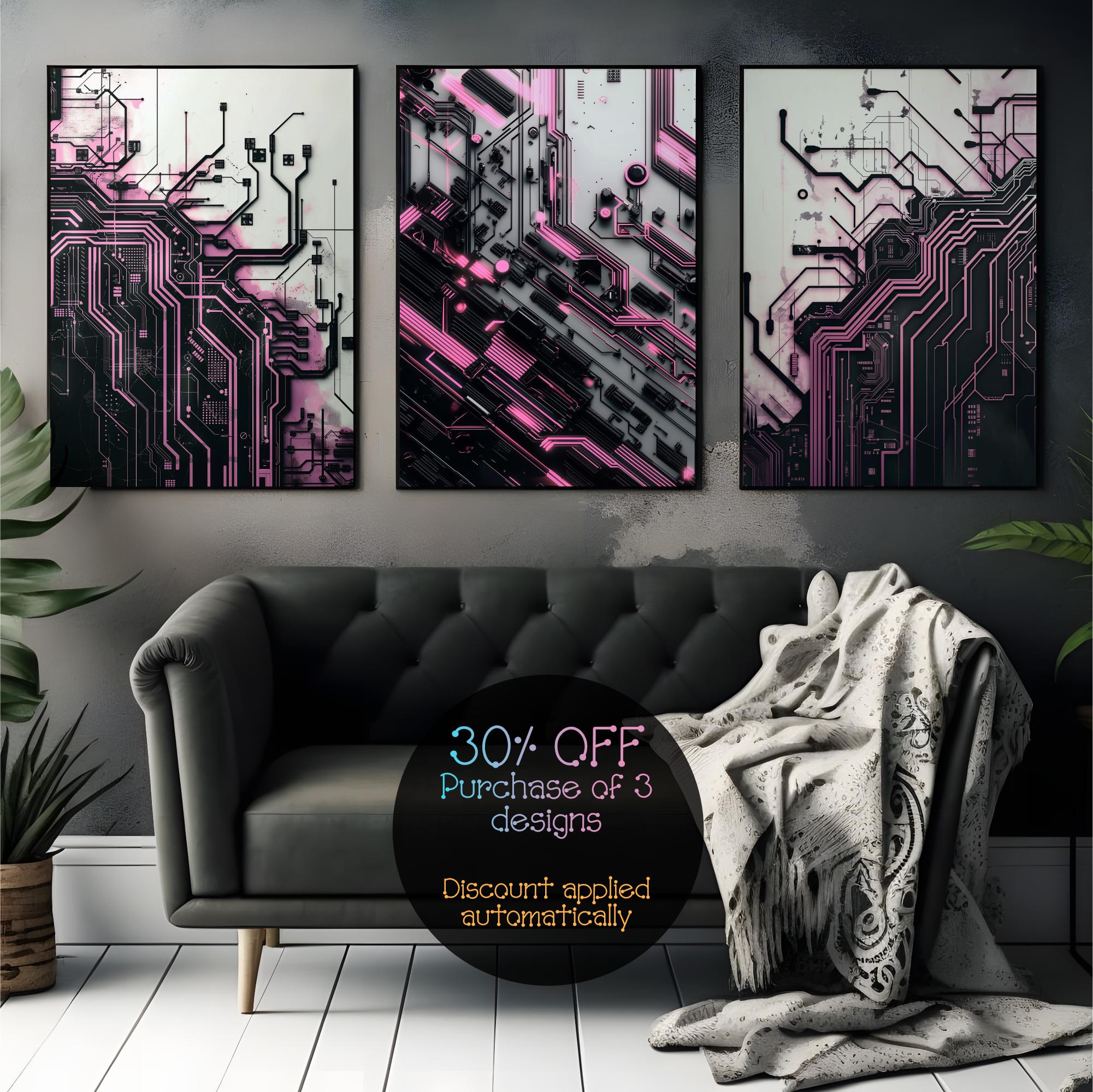 Circuits in Pink #2 | Printable Wall Art | Circuit Diagram | High Tech ...