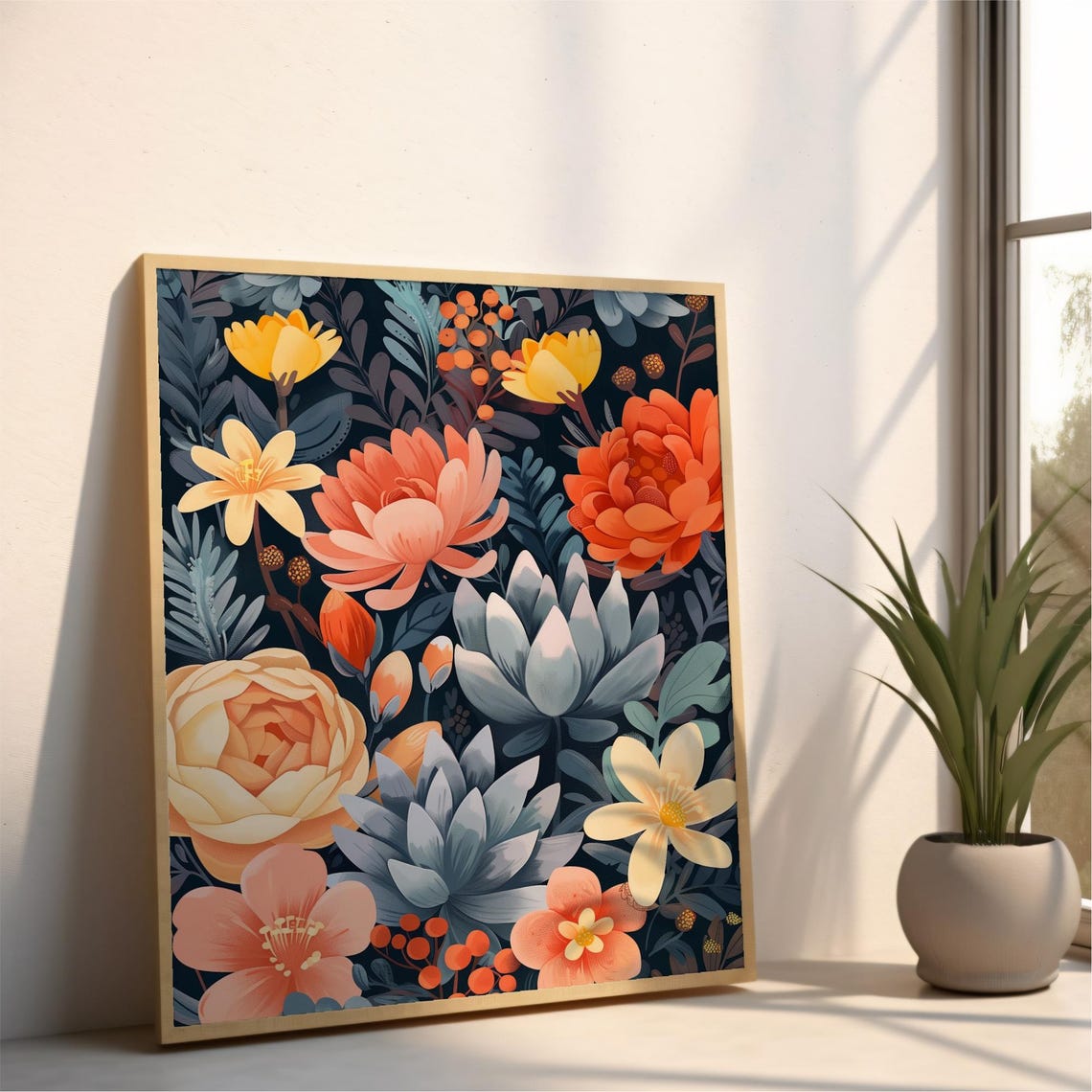 Bold Flowers Botanical Printable Wall Art Colorful Floral Decor Digital ...