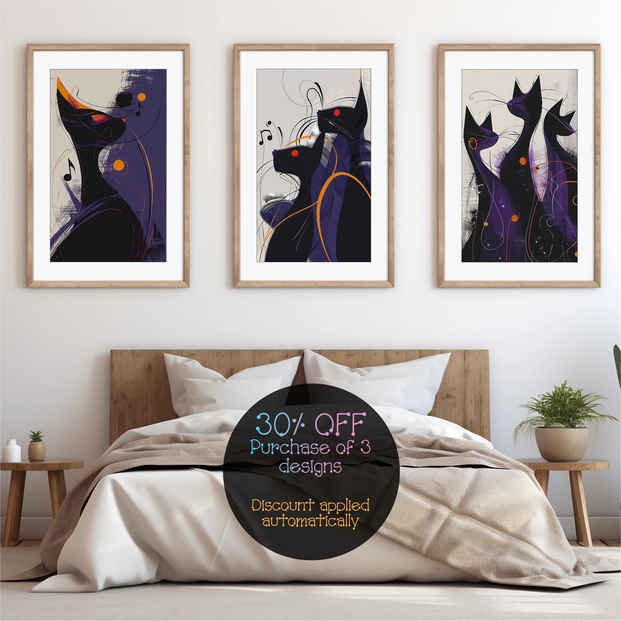 Jazz Cat Double Modern Poster Printable Wall Art Jazz Club Poster ...