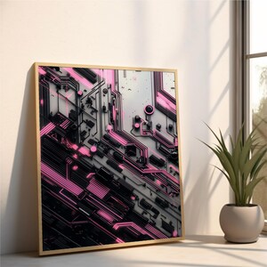 Circuits in Pink #2 | Printable Wall Art | Circuit Diagram | High Tech ...
