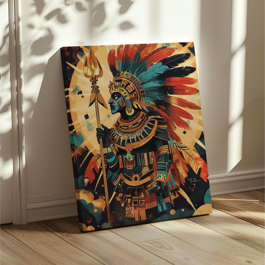 Huitzilopochtli in Battle Stance | Canvas Wall Art | Aztec God of War ...