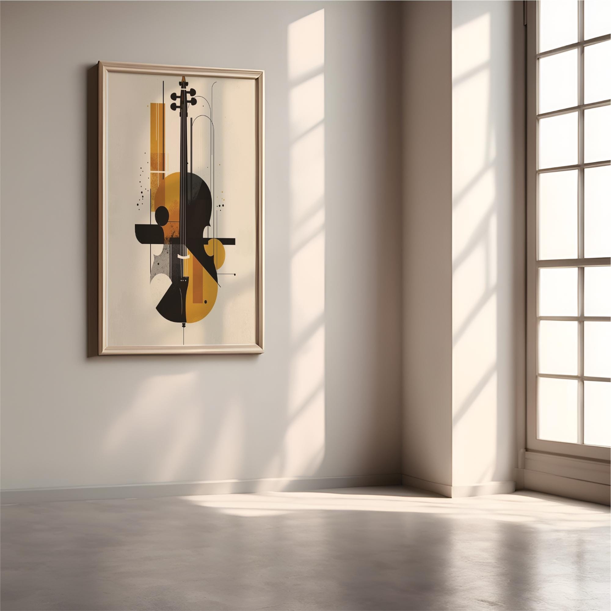 Abstract Cello Art Print: Mid-century Modern, Geometric (digital ...