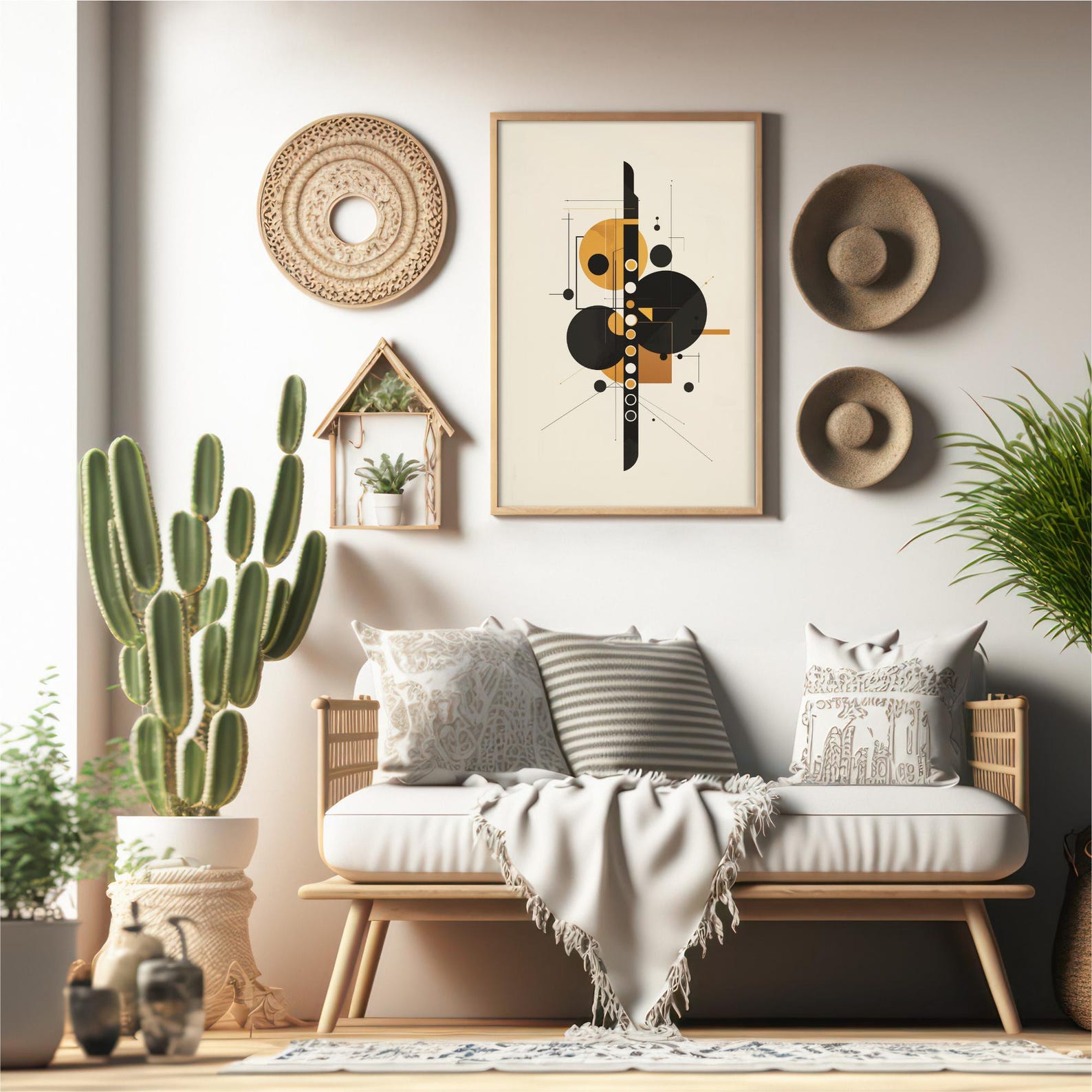 Abstract Flute Print: Mid-century Modern Geometric Art (digital ...
