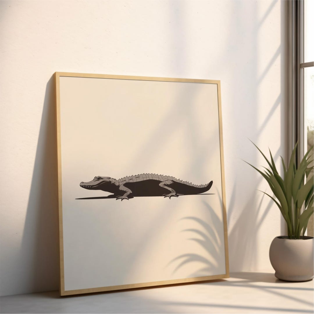 Minimalist Alligator Print: Modern Safari Animal Silhouette (digital ...
