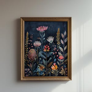 Navy Floral Botanical Print: Colorful Home Decor (digital Download) - Etsy