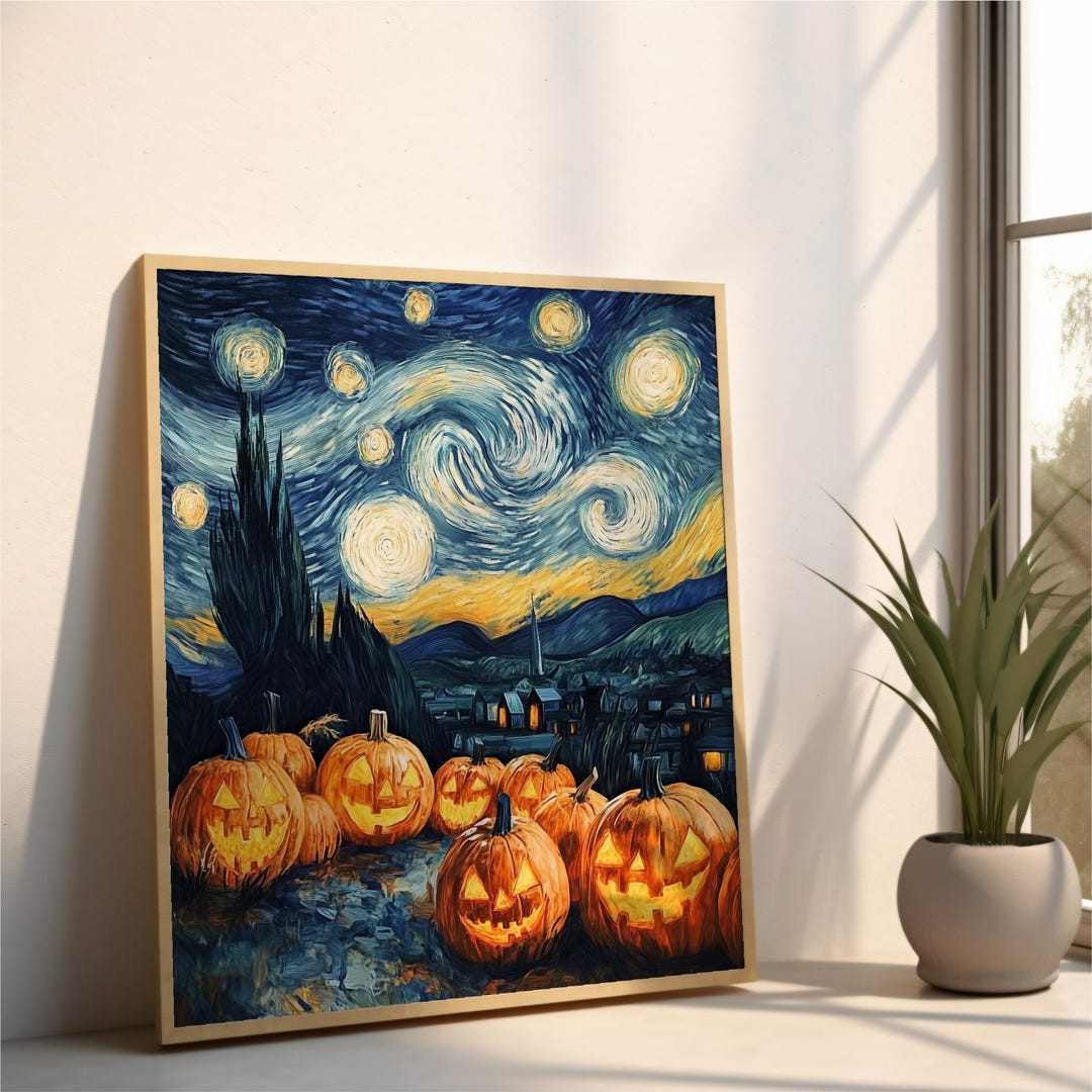 Starry Halloween | Printable Wall Art | Playful Halloween Poster ...