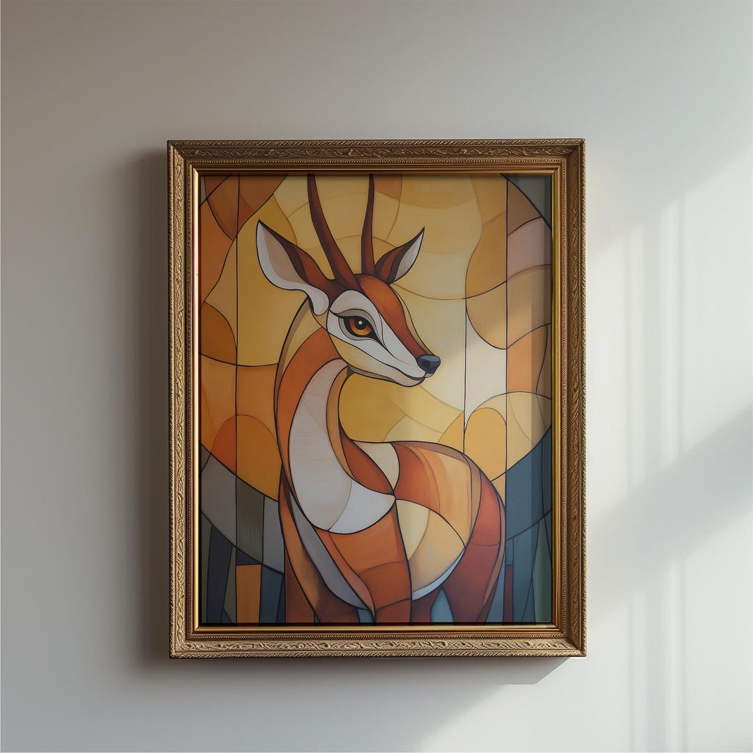 Art Deco Gazelle | Printable Wall Art | Vintage Animal Print | Elegant ...