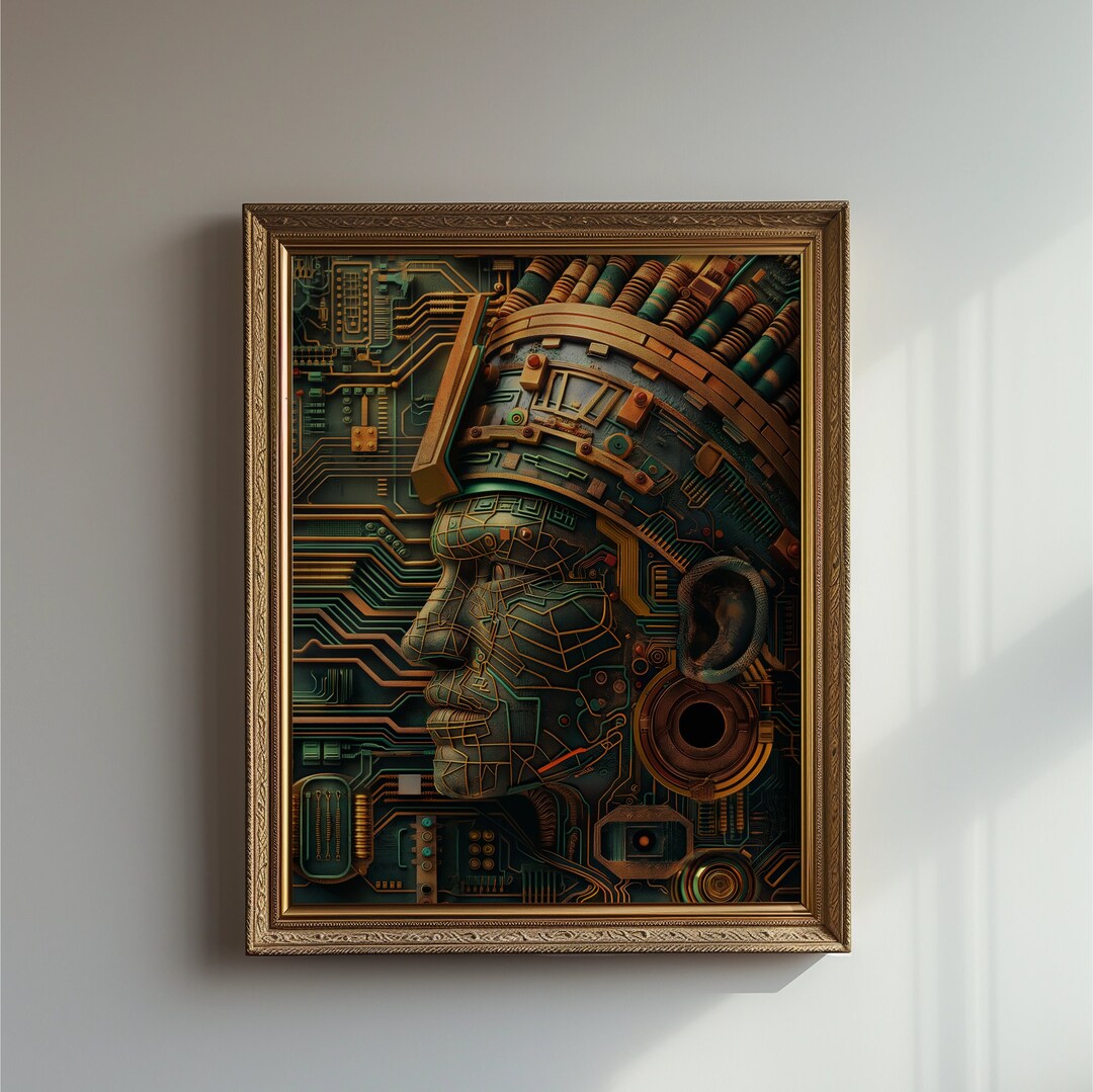 Aztech Aztec Art & Computer Circuits Fusion Printable Wall Art Modern ...