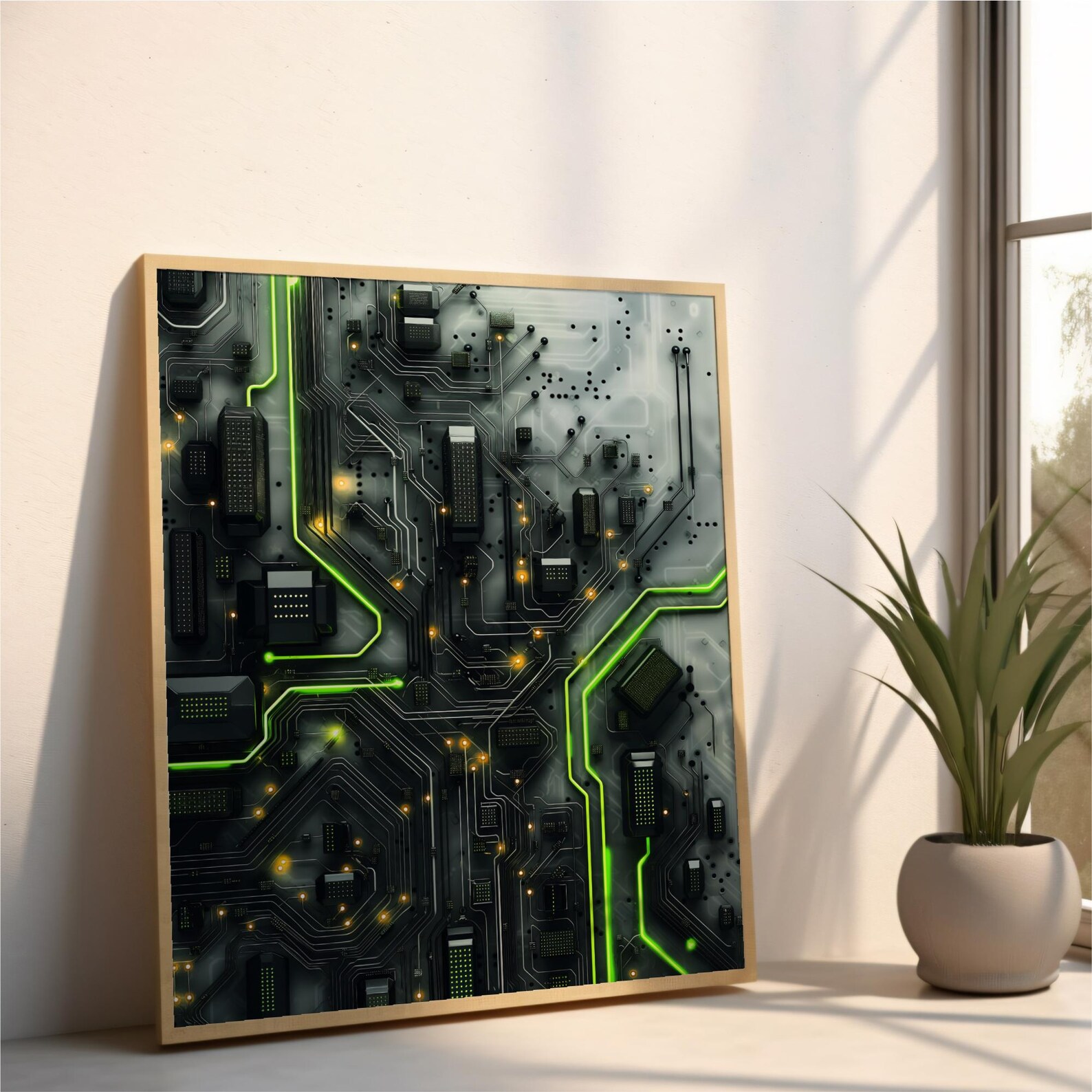 Circuits in Green #3 | Printable Wall Art | Circuit Diagram | High Tech ...