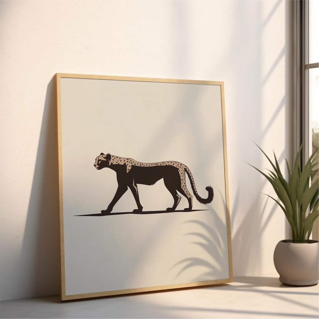 Minimalist Cheetah | Printable Wall Art | Modern Wildlife Illustration ...