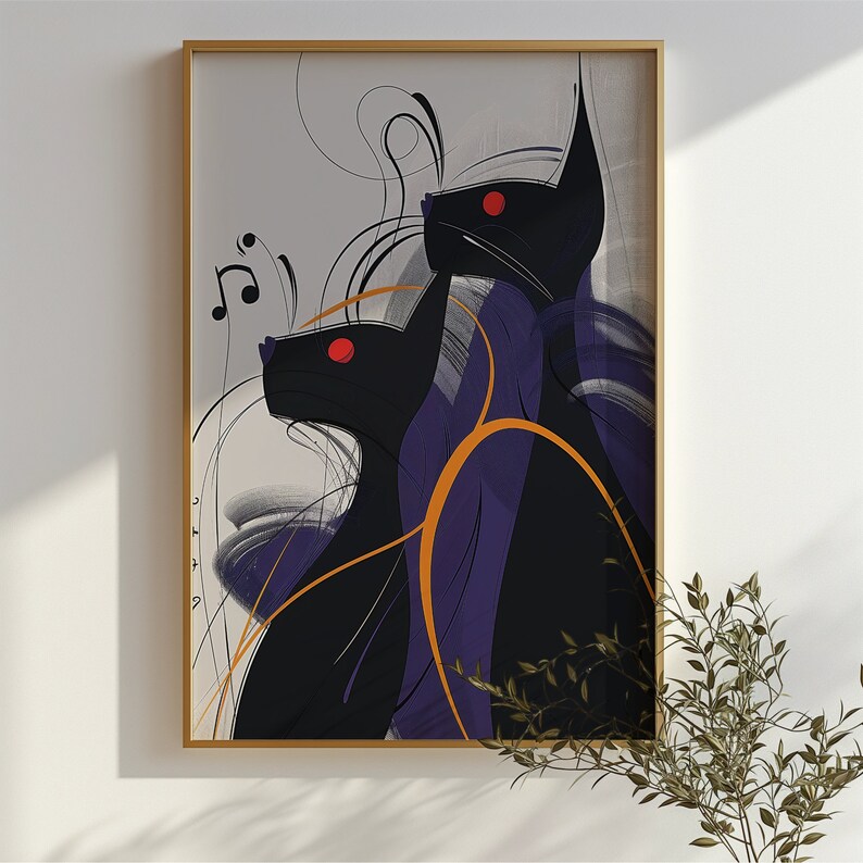 Jazz Cat Double Modern Poster Printable Wall Art Jazz Club Poster ...