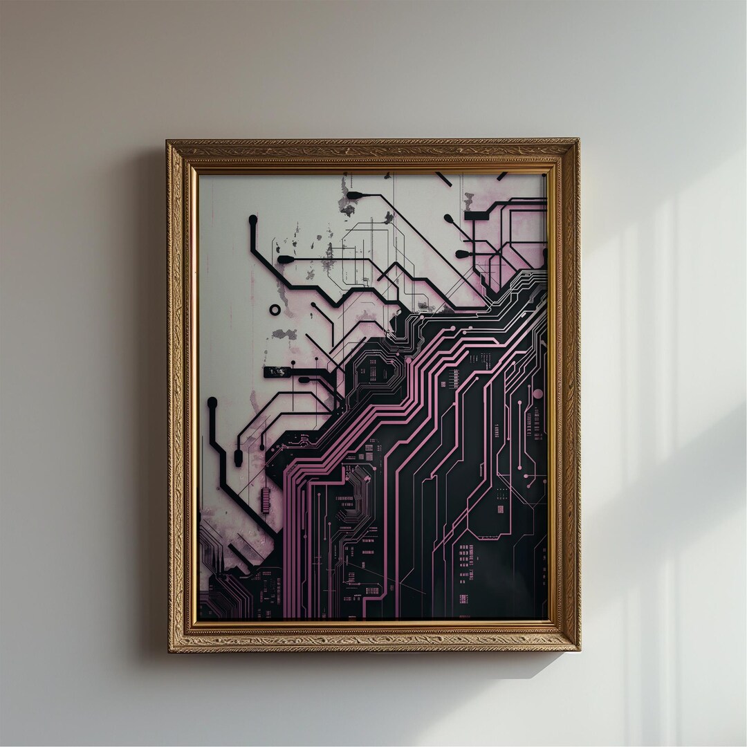 Circuits in Pink #3 | Printable Wall Art | Circuit Diagram | High Tech ...