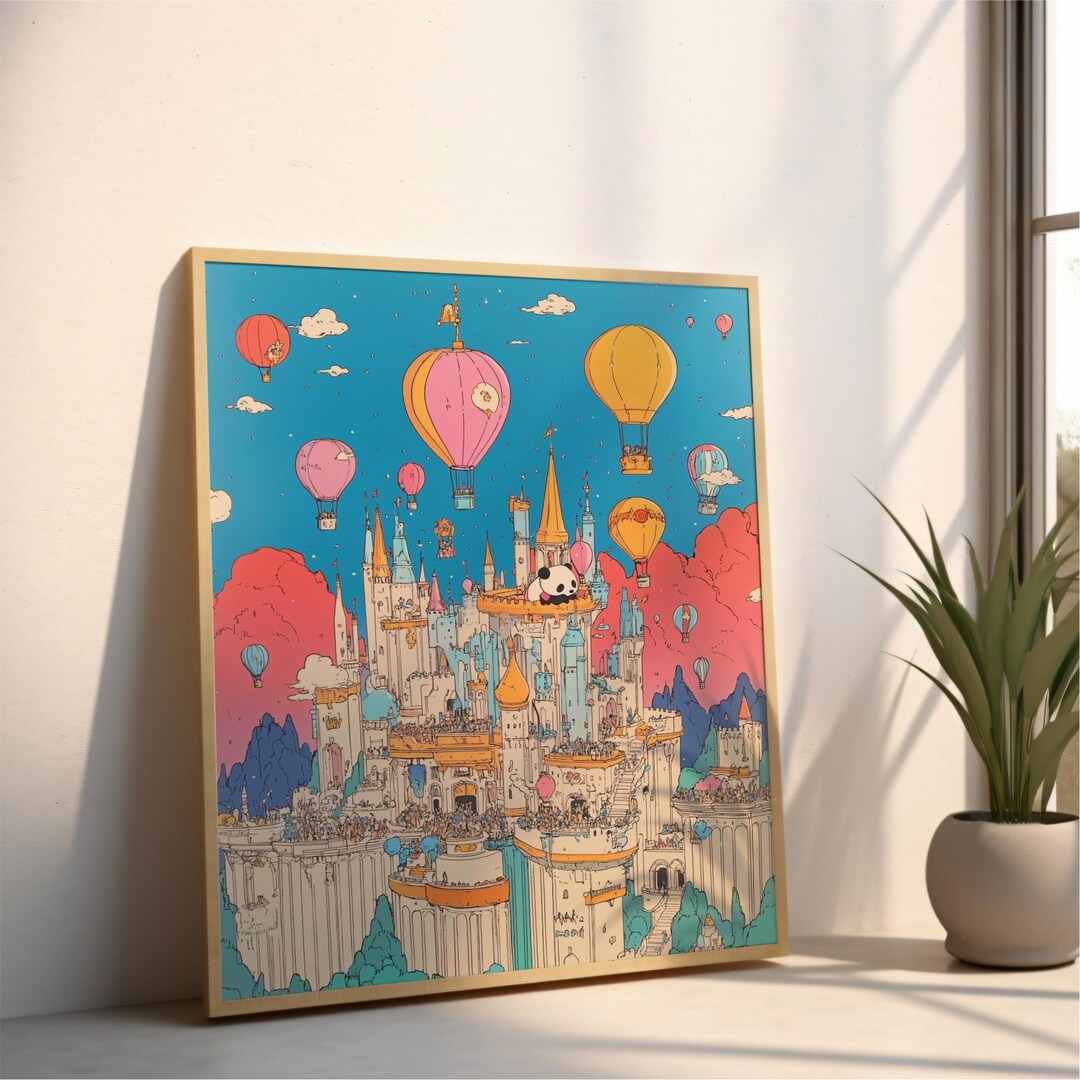 Balloon Dreamland | Printable Wall Art | Whimsical Fantasy Castle | Hot ...